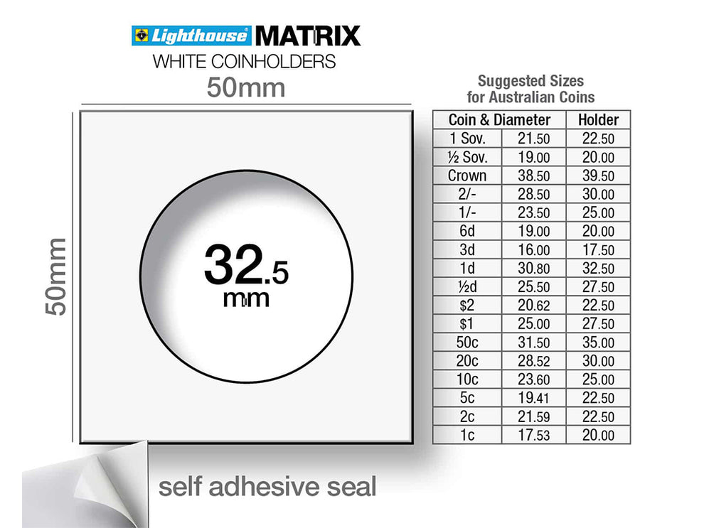 Lighthouse MATRIX Self Adhesive Coin Mounts – Heritage Numismatics ...