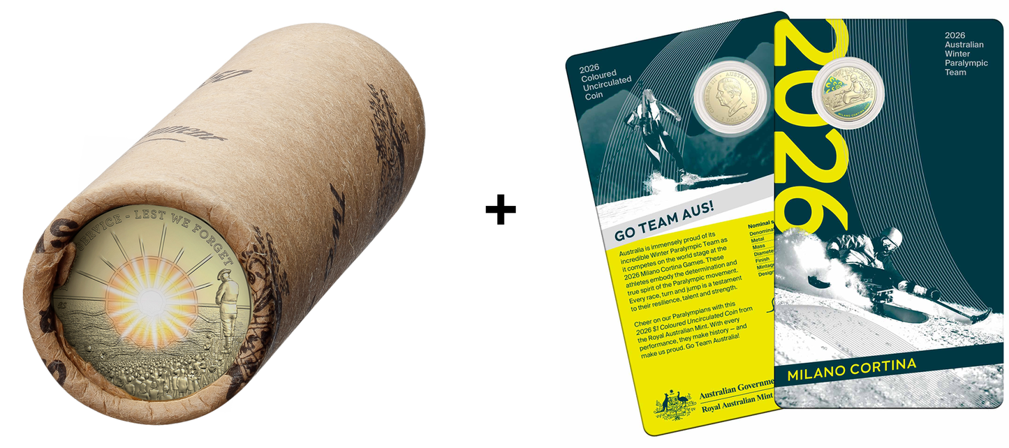 2026 UNC Premium $2 RAM Roll - Dawn Service w/Tube + 2026 UNC Colouris ...